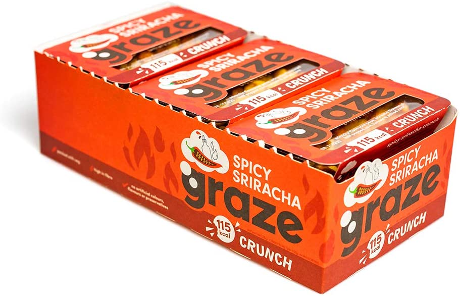 Graze Spicy Sriracha Crunch - Vegan Savoury Snack Punnet - 26g (Pack o ...