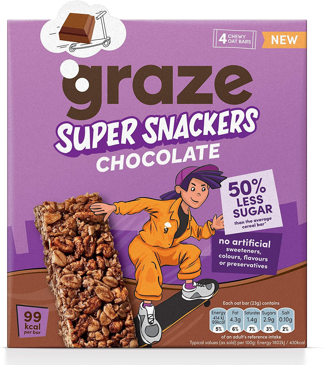 Graze Super Snackers Chocolate Cereal Bar - 23g (36 Bars - 9 Packs of ...